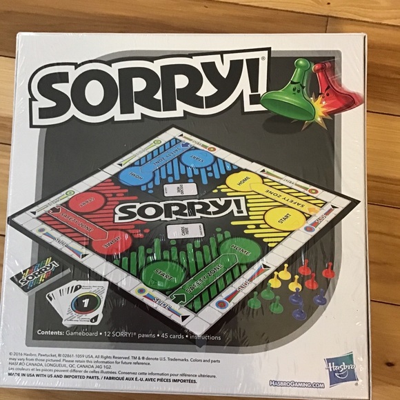 Hasbro | Games | New Family Time Fun Hasbro Sorry Board Dice Game Table ...